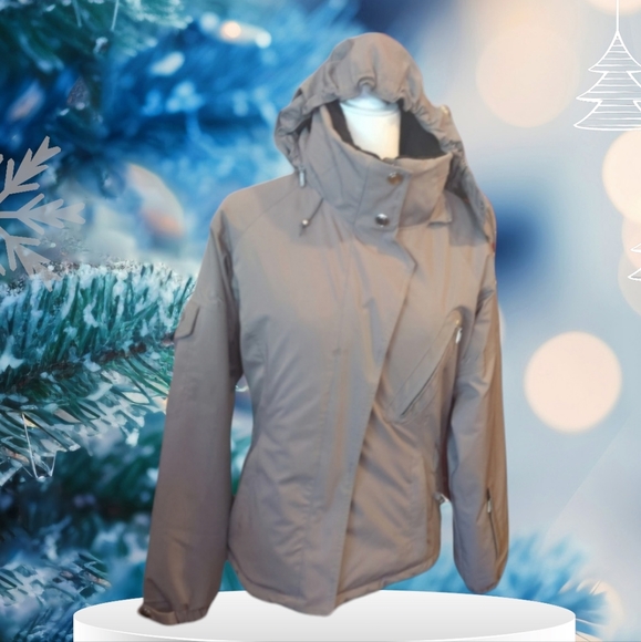 NILS | Jackets & Coats | Nils Taupe Warm Chic Nylon Ski Jacket With ...